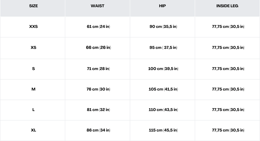 Size Guide – Gym Exclusive